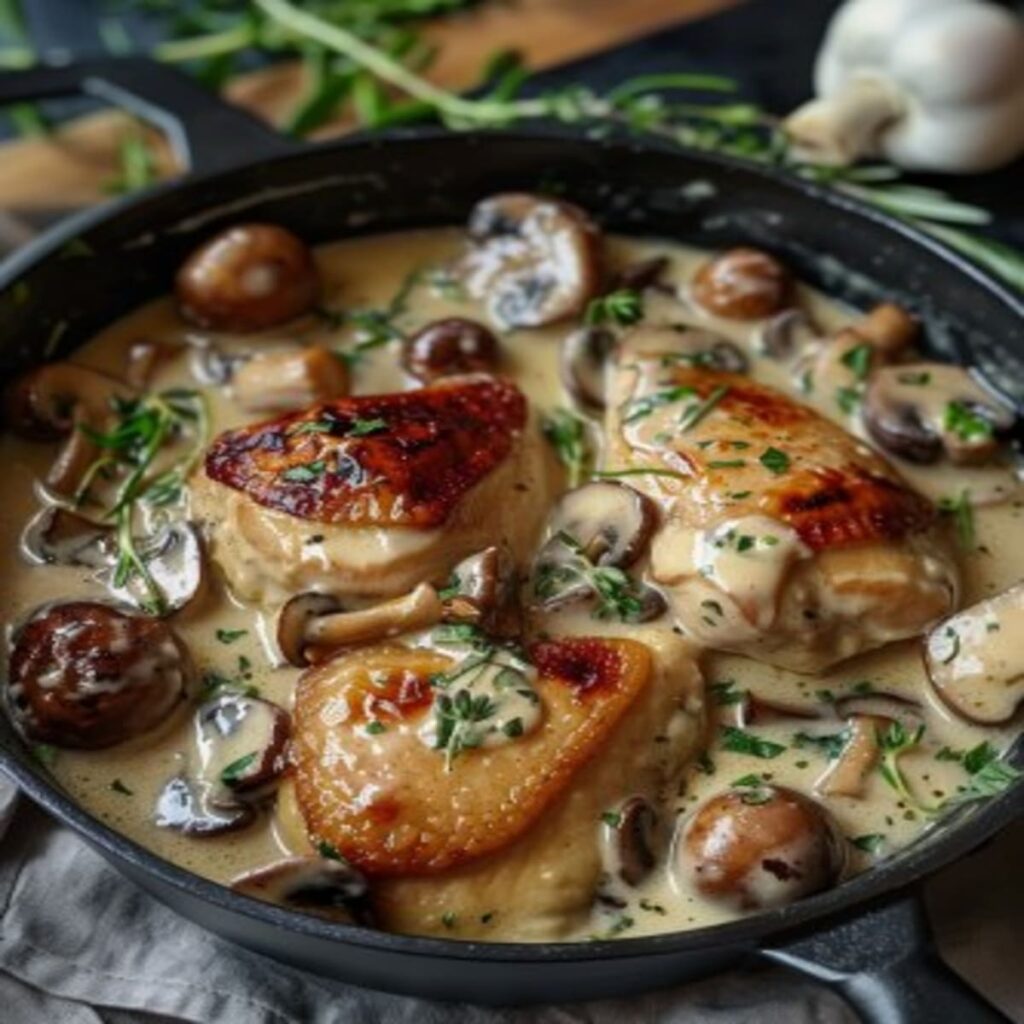 Délicieux Poulet Crémeux aux Champignons Recettes Pompettes